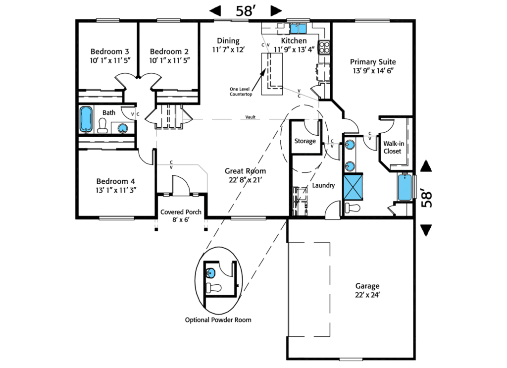 Plan 1940B | 4 Bedroom Home | HiLine Homes